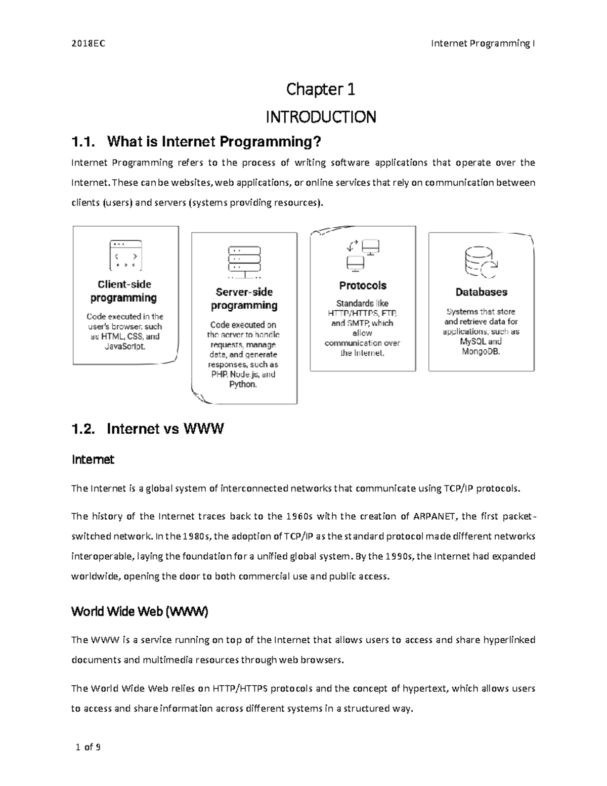2018EC Internet Programming I Chapter 1: Introduction to Internet ...