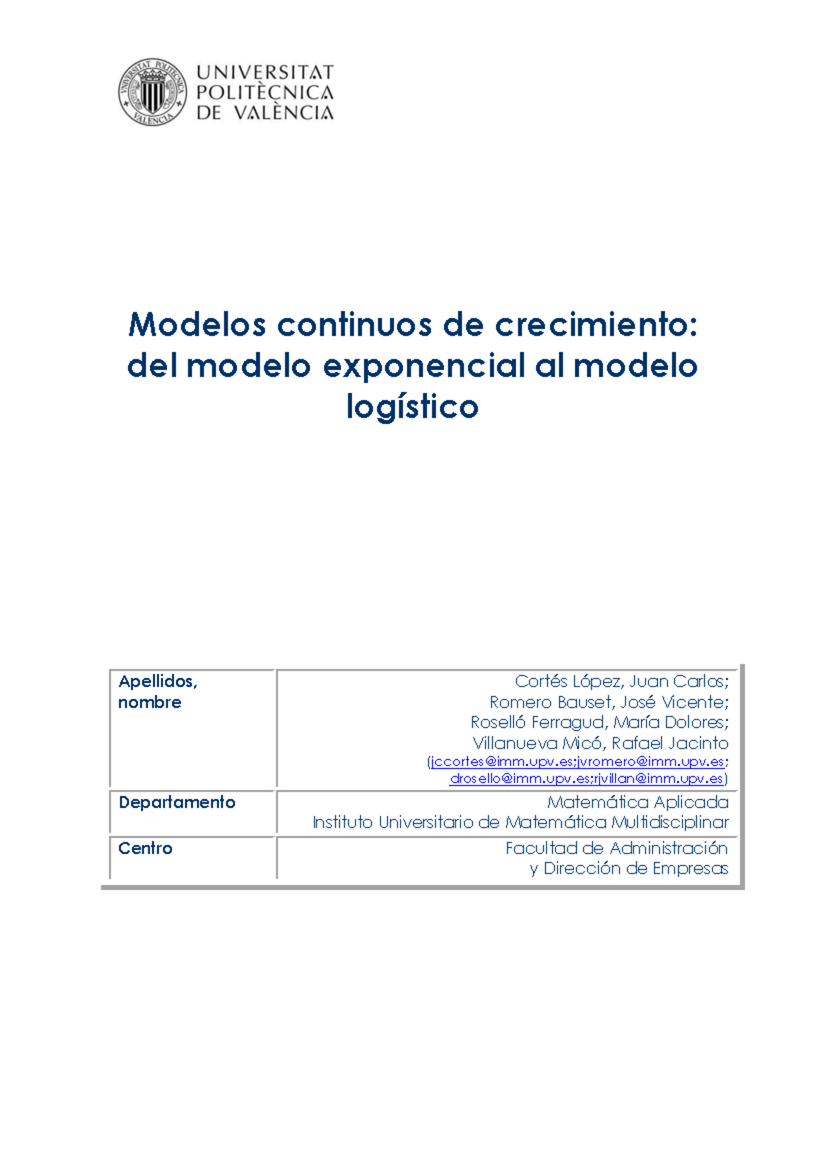 Modelos de Crecimiento Exponencial y Logístico en Economía (MAT-101 ...