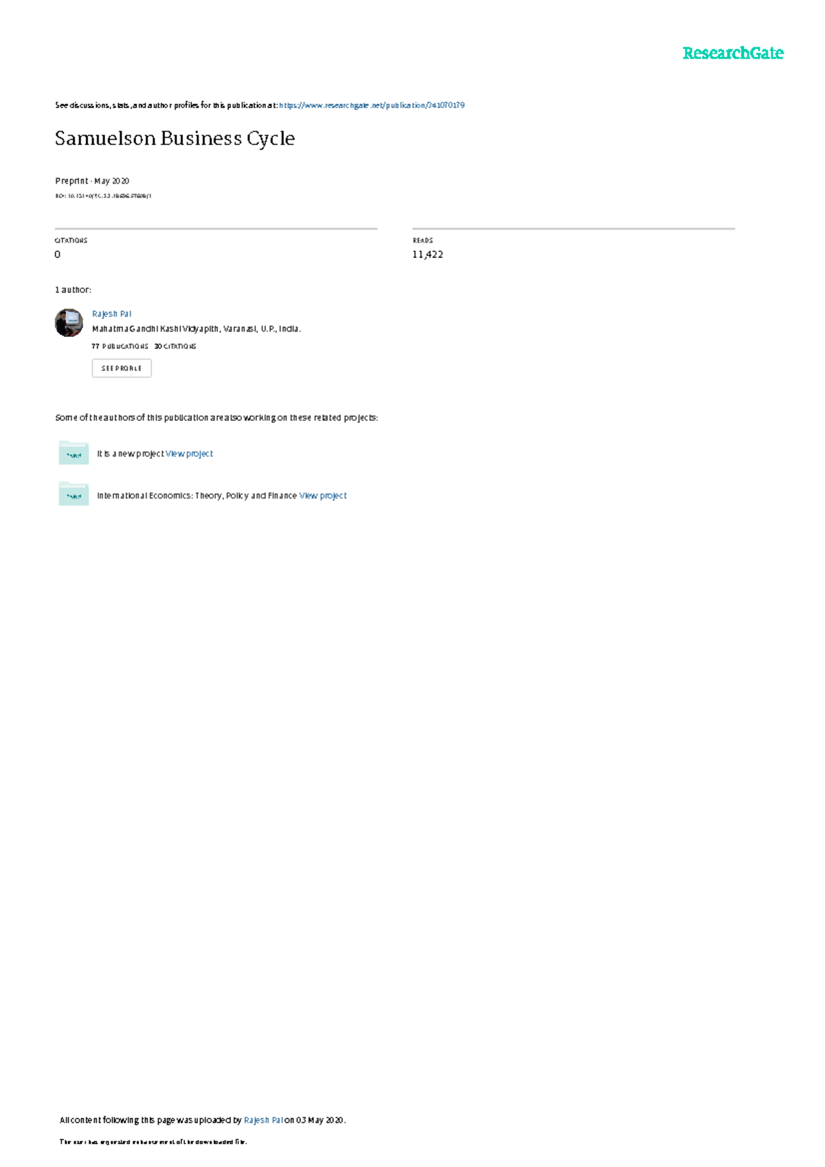 Samuelson Business Cycle - See discussions, stats, and author profiles ...