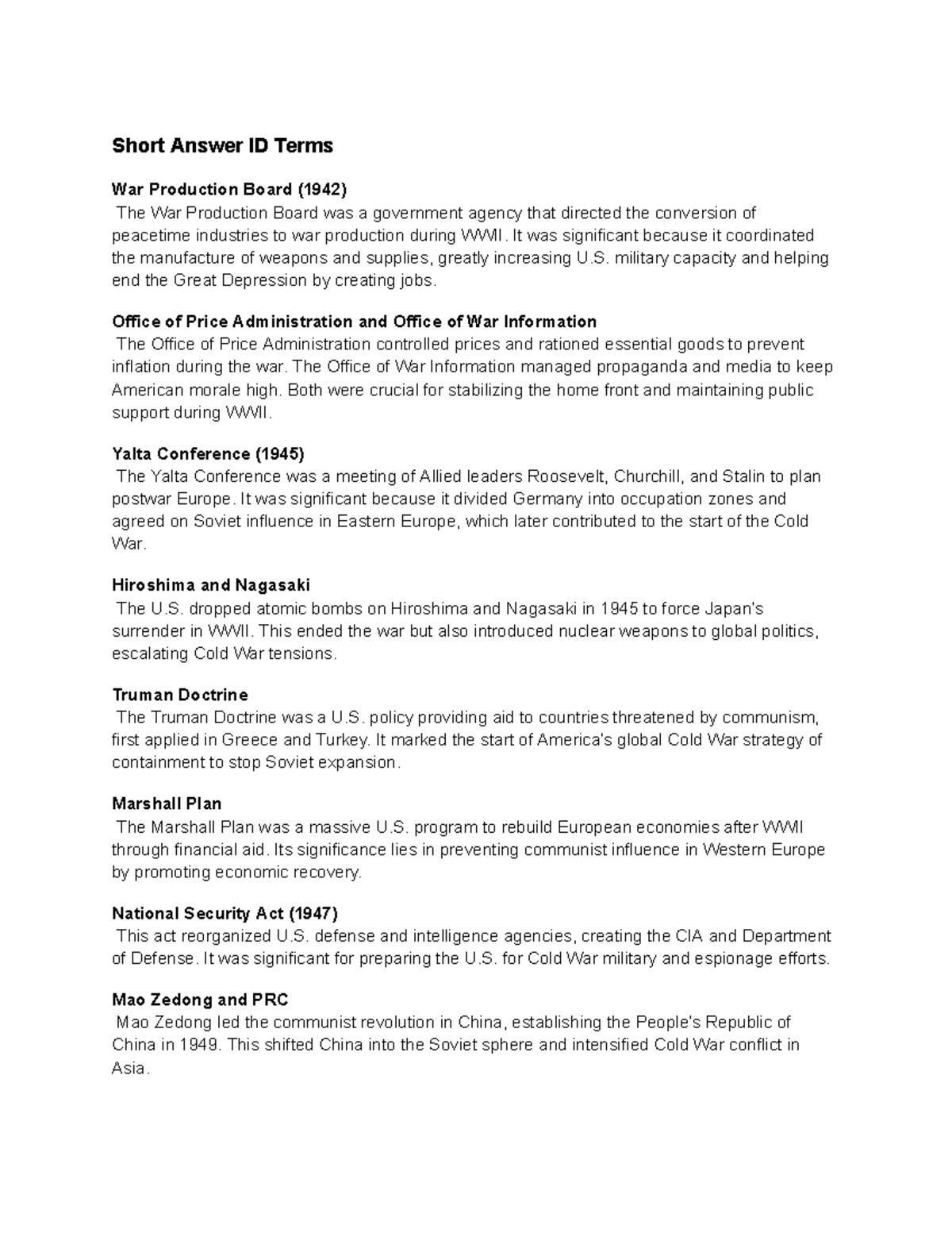 Key Events in U.S. History: Cold War & Civil Rights Overview (HIST 101 ...