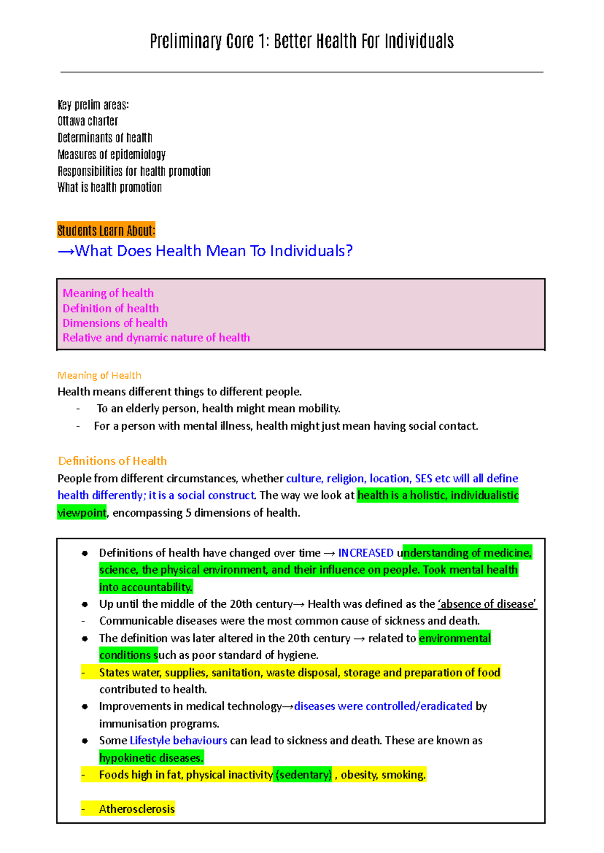 Health Promotion and the Determinants of Health - CO1 Lecture Notes ...