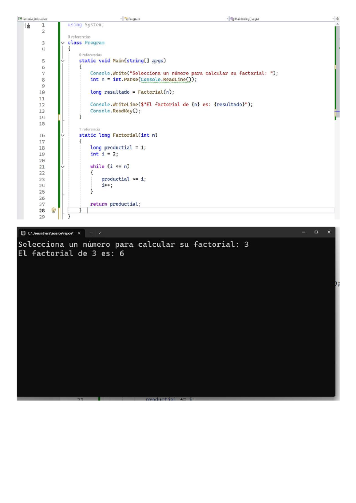 Factorial Interativo - Cálculo en C# Program Main() - Studocu