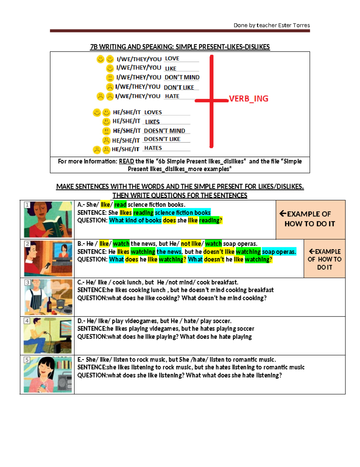6B Writing & Speaking: Simple Present Exercises and Examples - Studocu