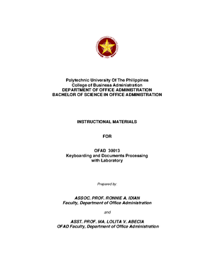 BSOA 2018 Curriculum for students - Bachelor of Science in Office ...