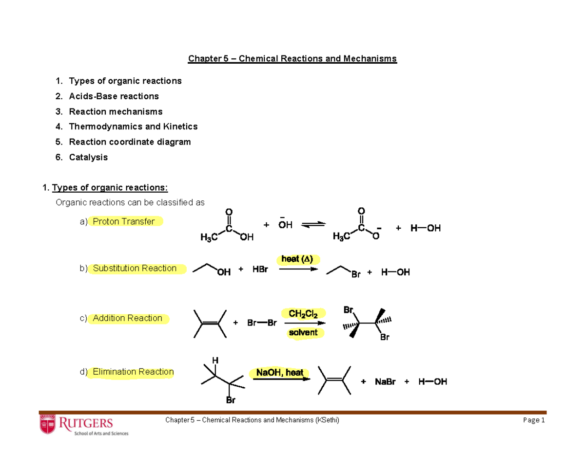 Chapter 8 - Elimination Reactions of Alkyl Halides and Alcohols - KSethi - Chapter 5 – Chemical ...