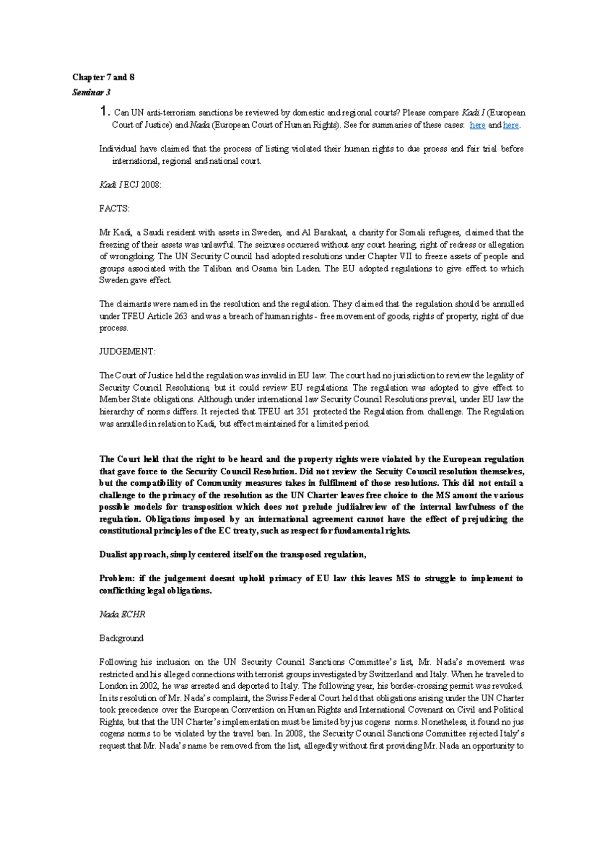 Law of International Organization: Week 3 Seminar Notes on UN Laws ...