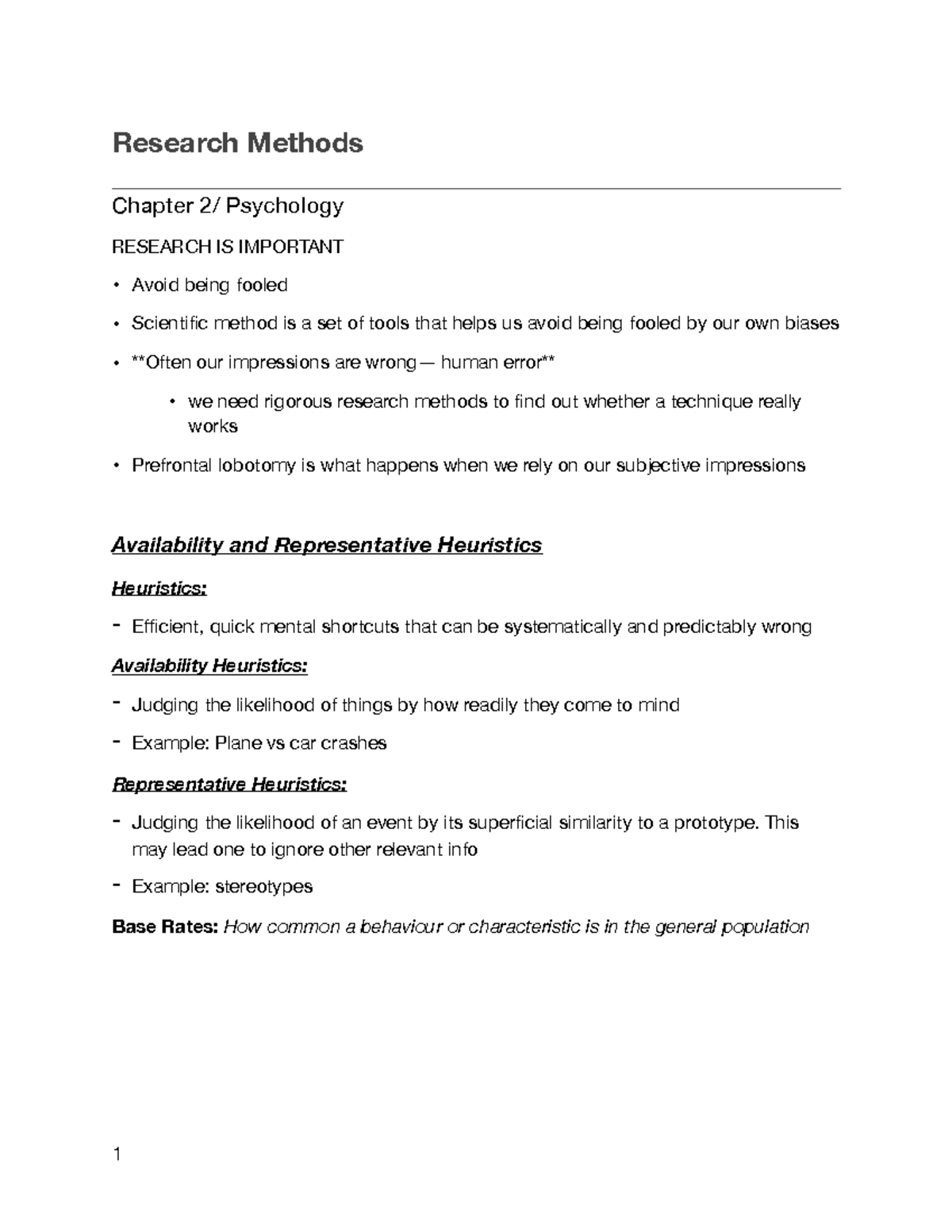 Chapter 2 Psychology - Research Methods Chapter 2/ Psychology RESEARCH ...