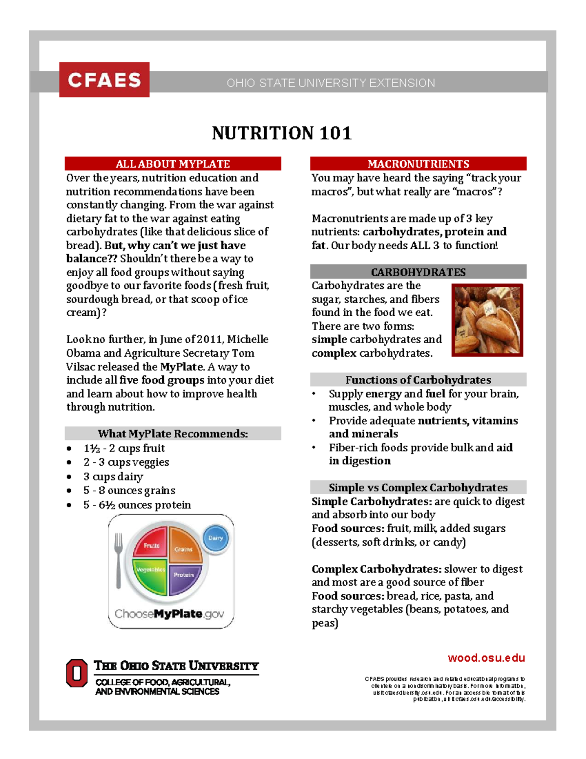 Nutrition 101 - MyPlate Overview and Key Nutrients Notes - Studocu