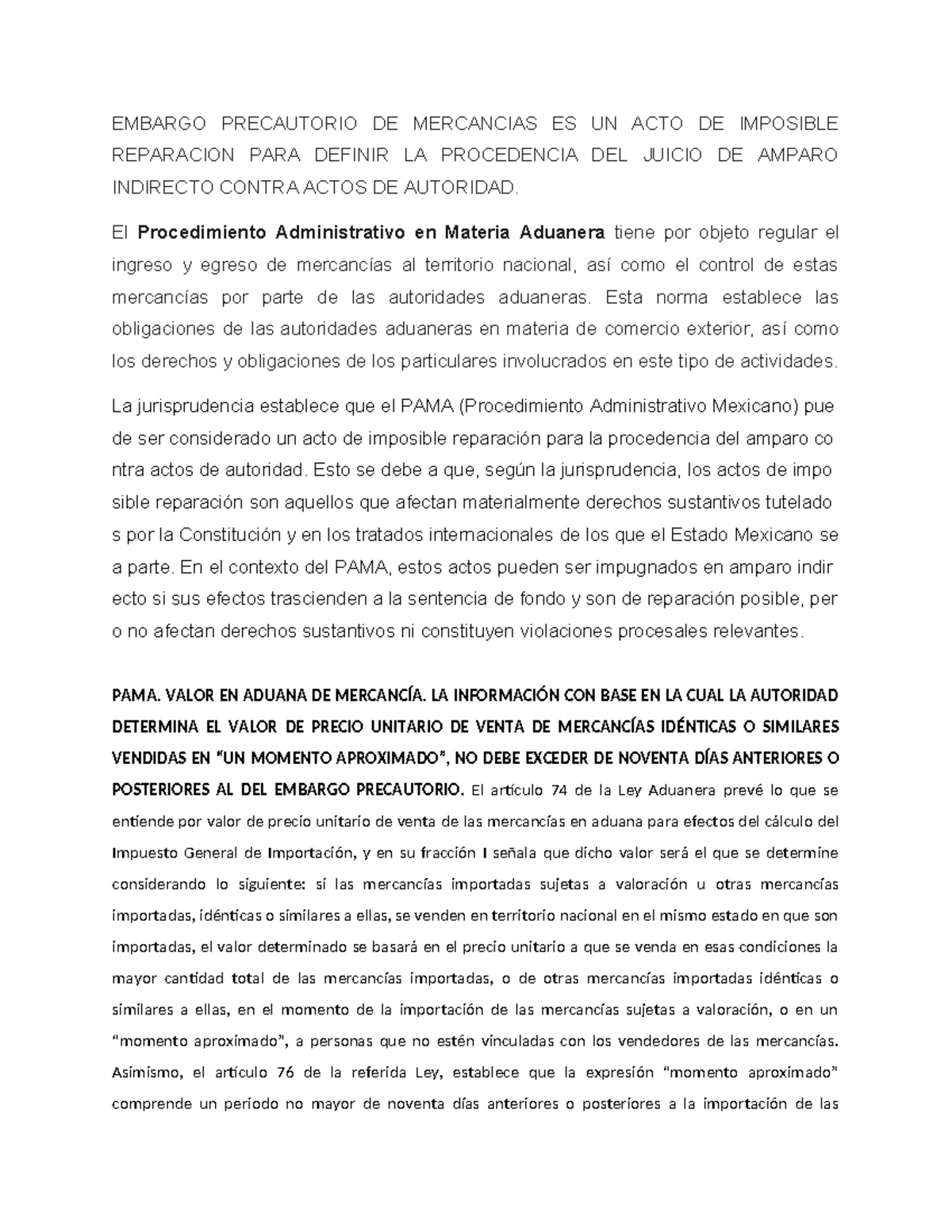 Jurisprudencia PAMA: Embargo Precautorio y Amparo Indirecto - Studocu