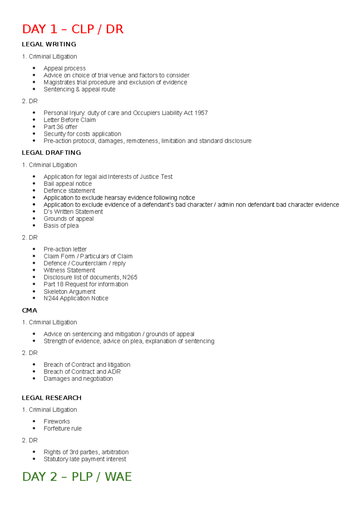 SQE2 Legal Writing & Drafting Exam Topics Overview - Studocu