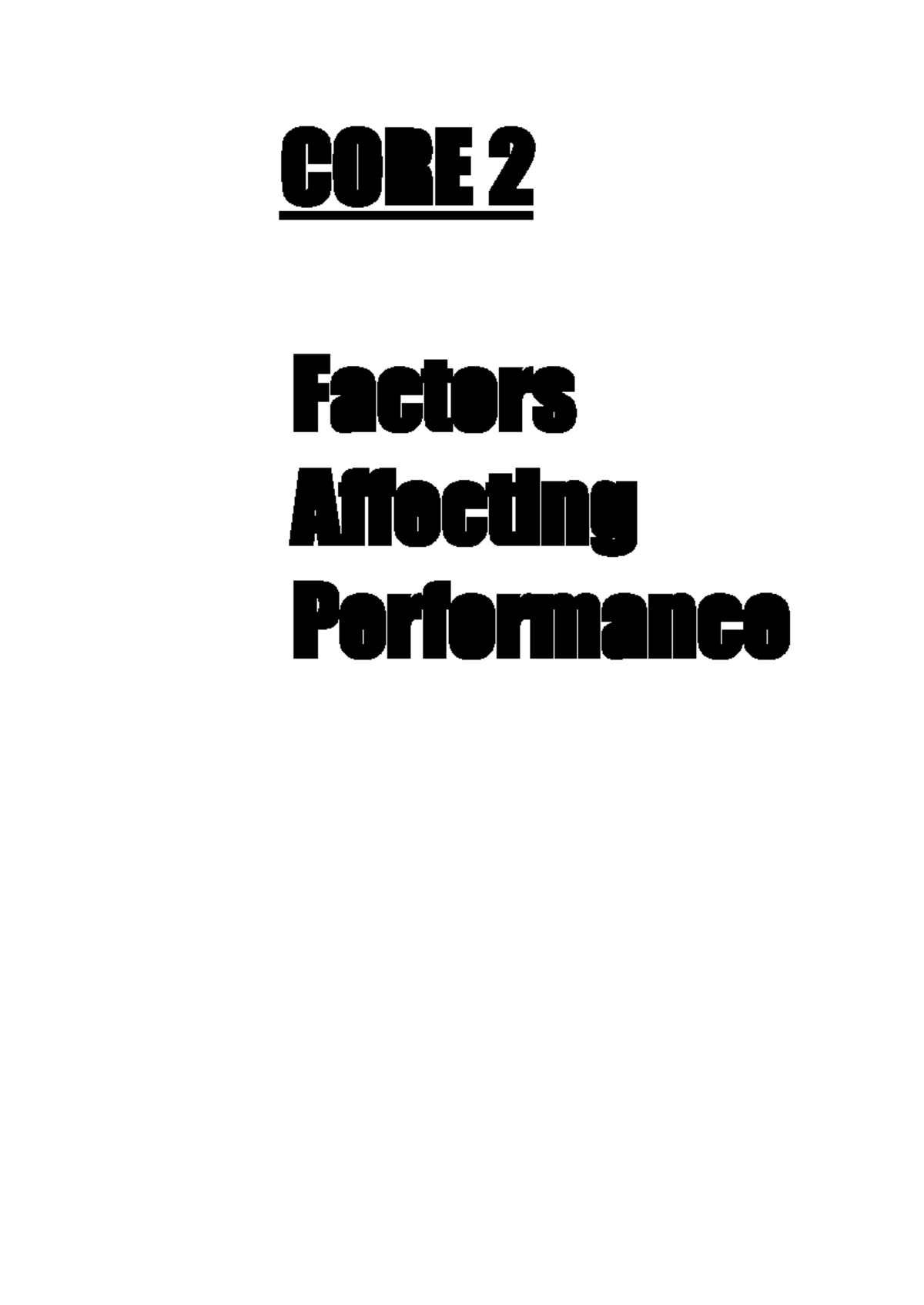 CORE 2 PDHPE: Factors Influencing Performance and Training Effects ...