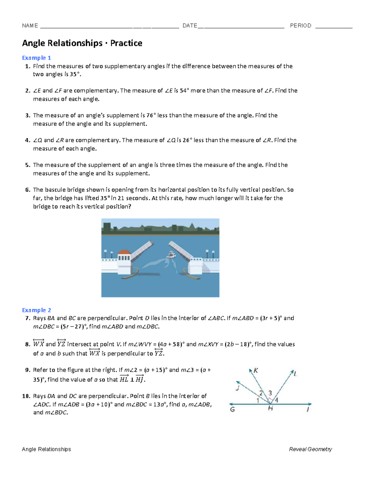 Geometry Angle Relationships Practice (Pg. 81, Ex. 1-19 Odd) - Studocu