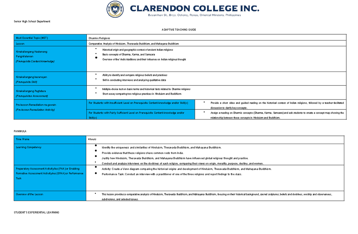 Intro to World Religions Lesson 11: Comparative Analysis of Dharmic ...