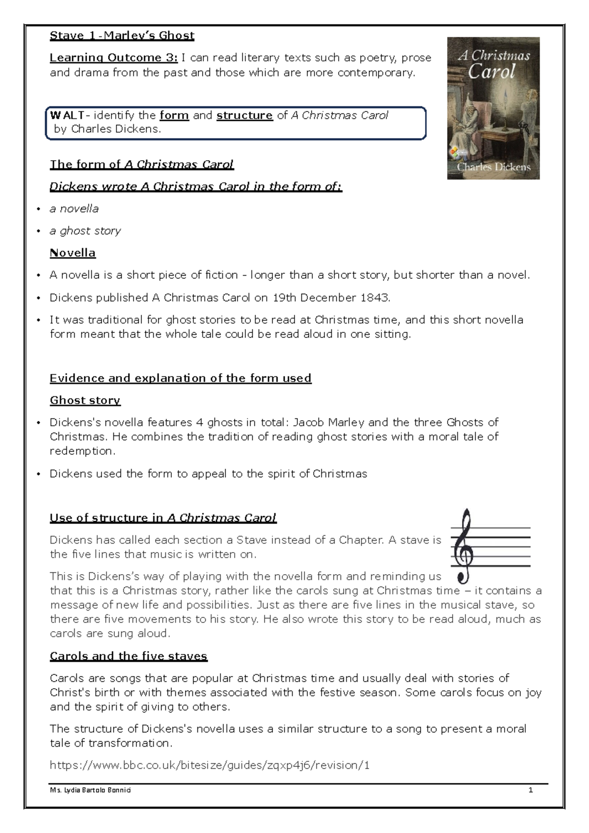 Stave 1: Analyzing Form & Structure in A Christmas Carol - Studocu