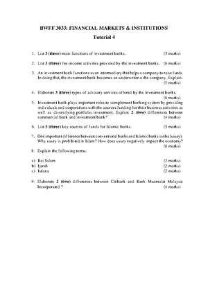 Tutorial 12 - wrong - BWFF 3033: FINANCIAL MARKETS & INSTITUTIONS ...