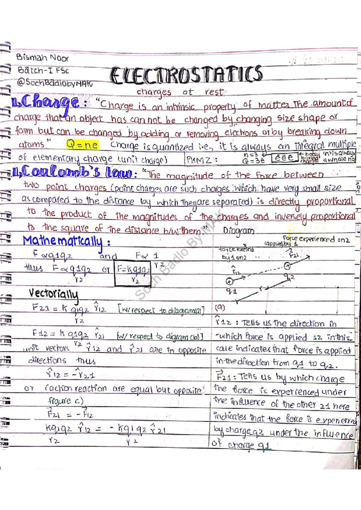 Electrostatics Concepts and Formulas - FSC PKMZ Final Exam Notes - Studocu