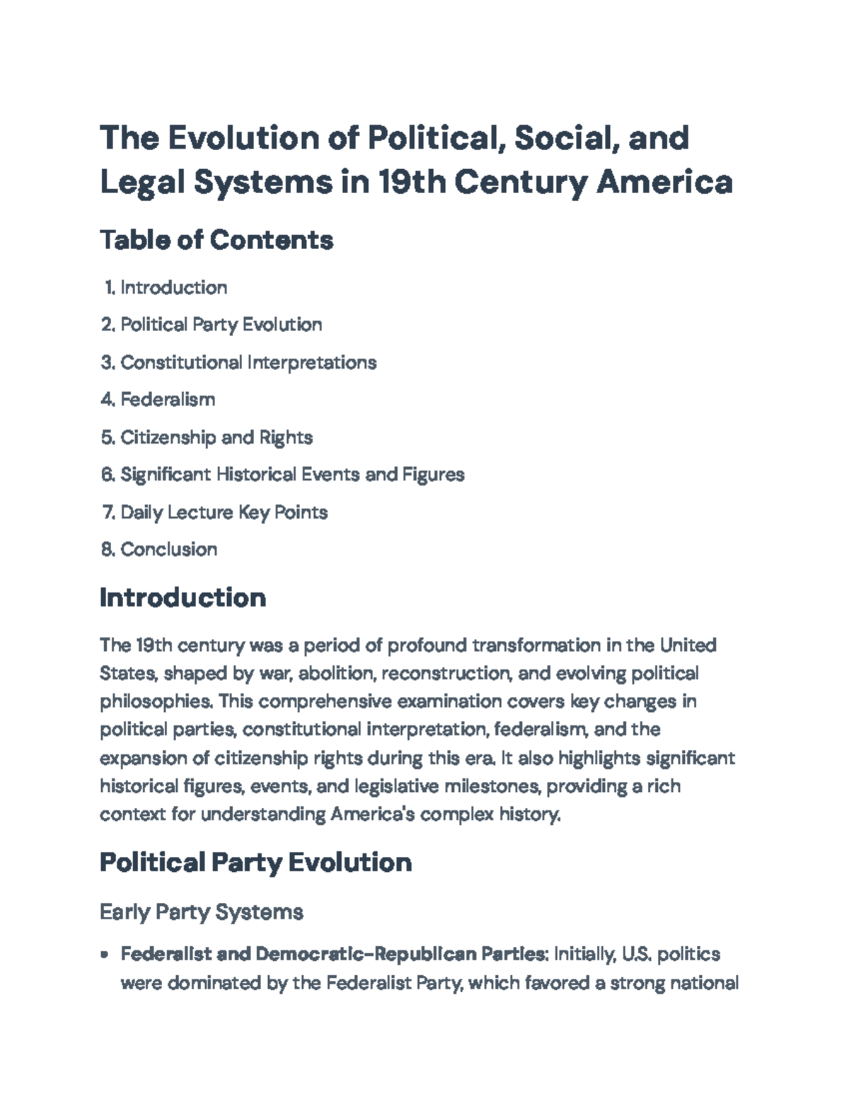 The Evolution of Political and Social Systems in 19th Century America ...