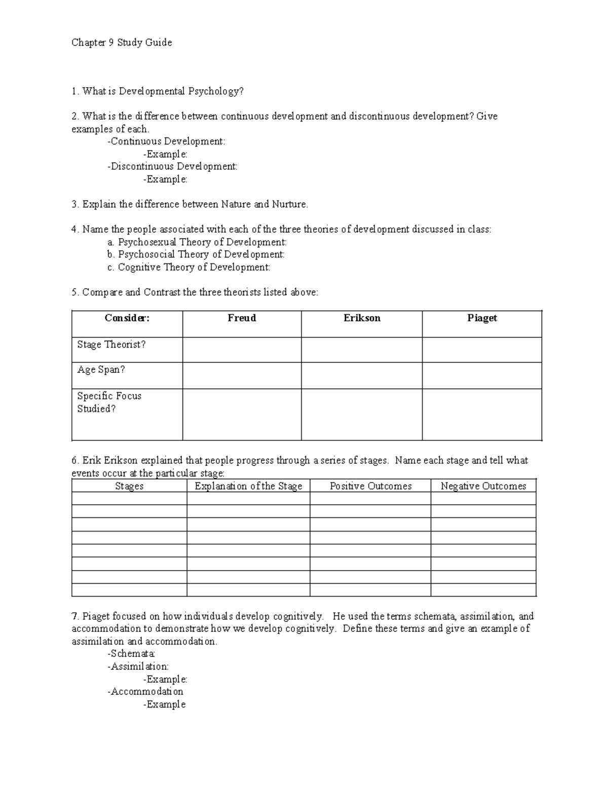 Developmental Psychology CH9 Study Guide: Theories & Milestones - Studocu