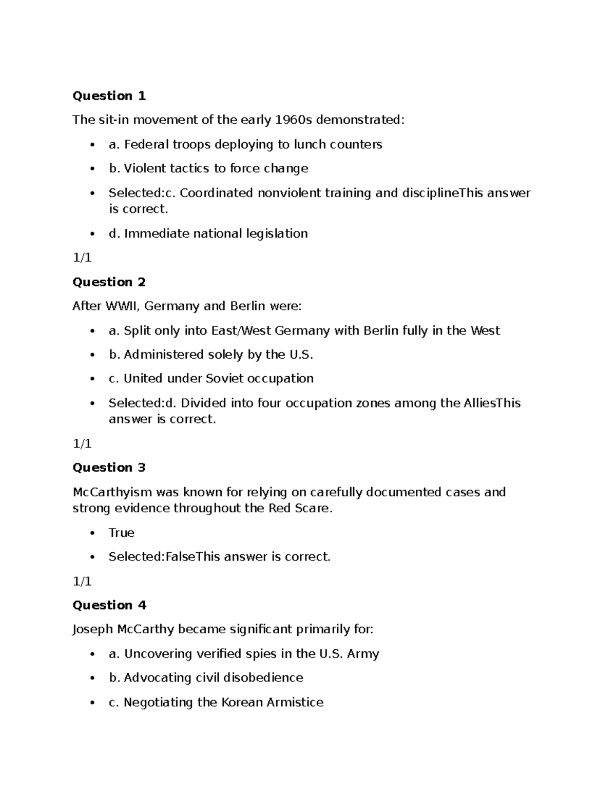US History Quiz Questions and Answers for Exam Prep - Studocu