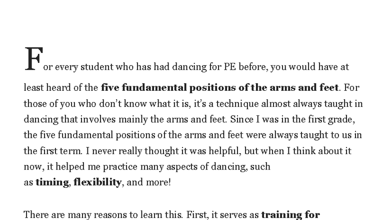 Fundamental Positions of Arms and Feet in Dance for PE CO - Studocu