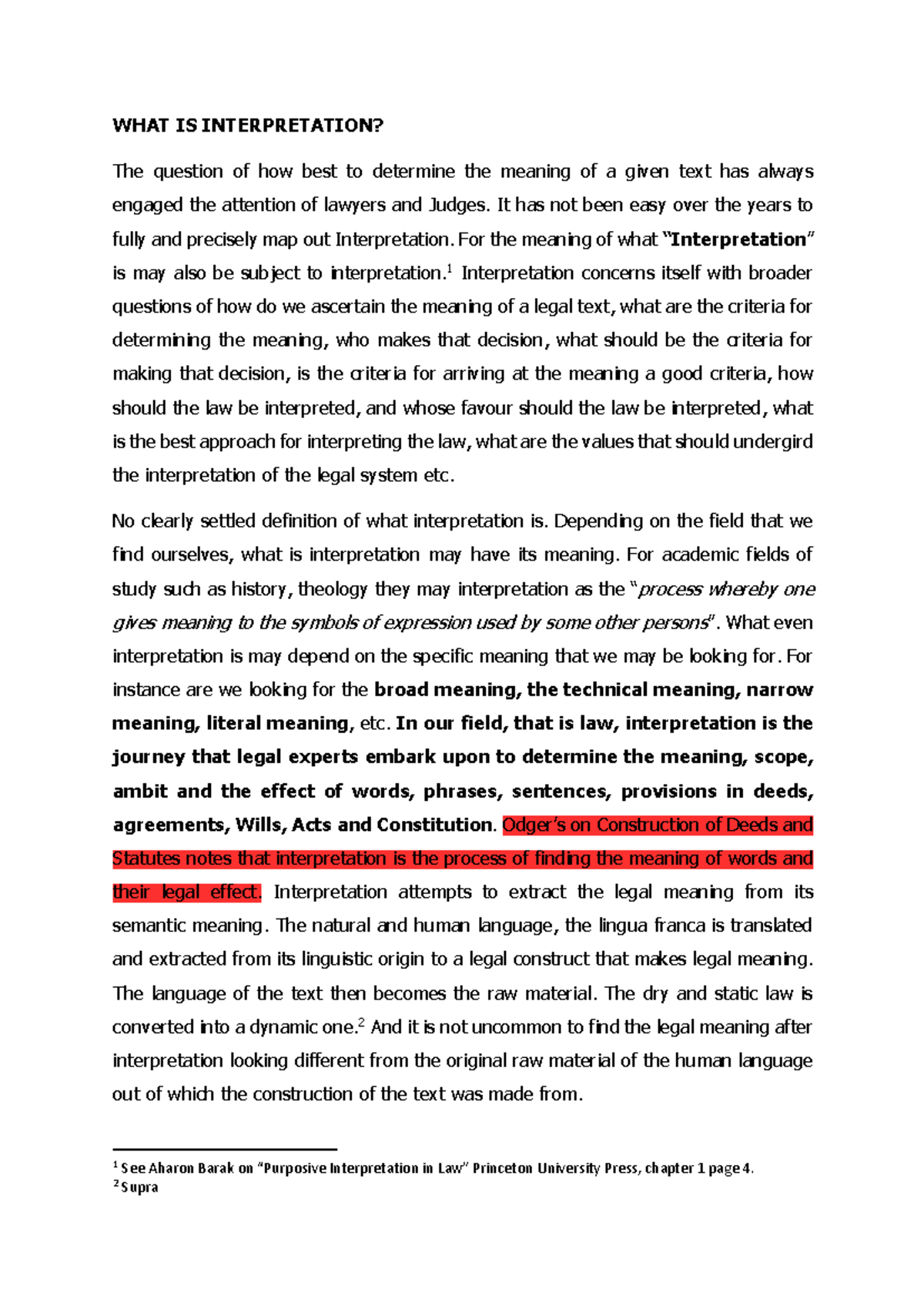 Legal Interpretation: Understanding Meaning in Law (LAW 101) - Studocu