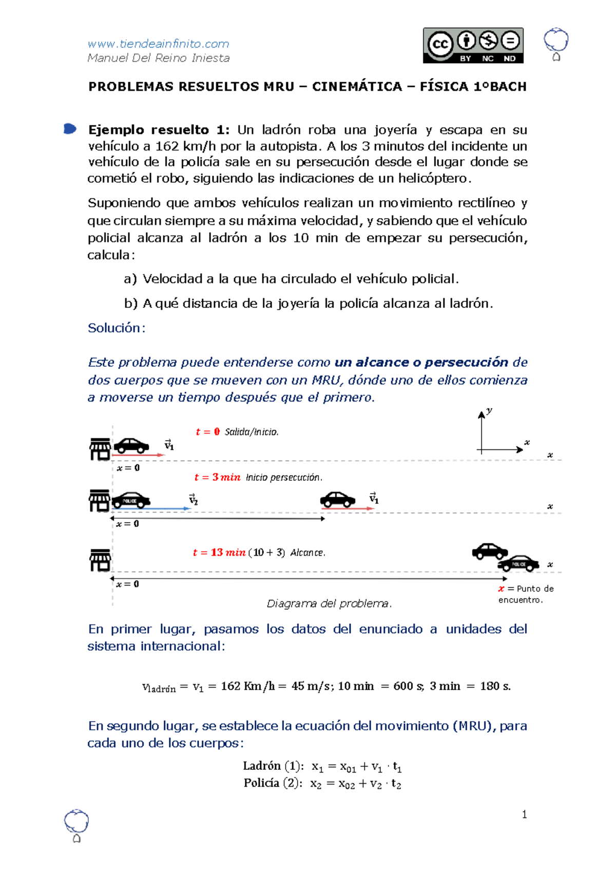 Problemas Resueltos de MRU en Física 1ºBACH - Studocu