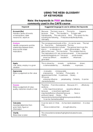 NESA Key Verbs: Understanding Key Terms for Assessment - Studocu