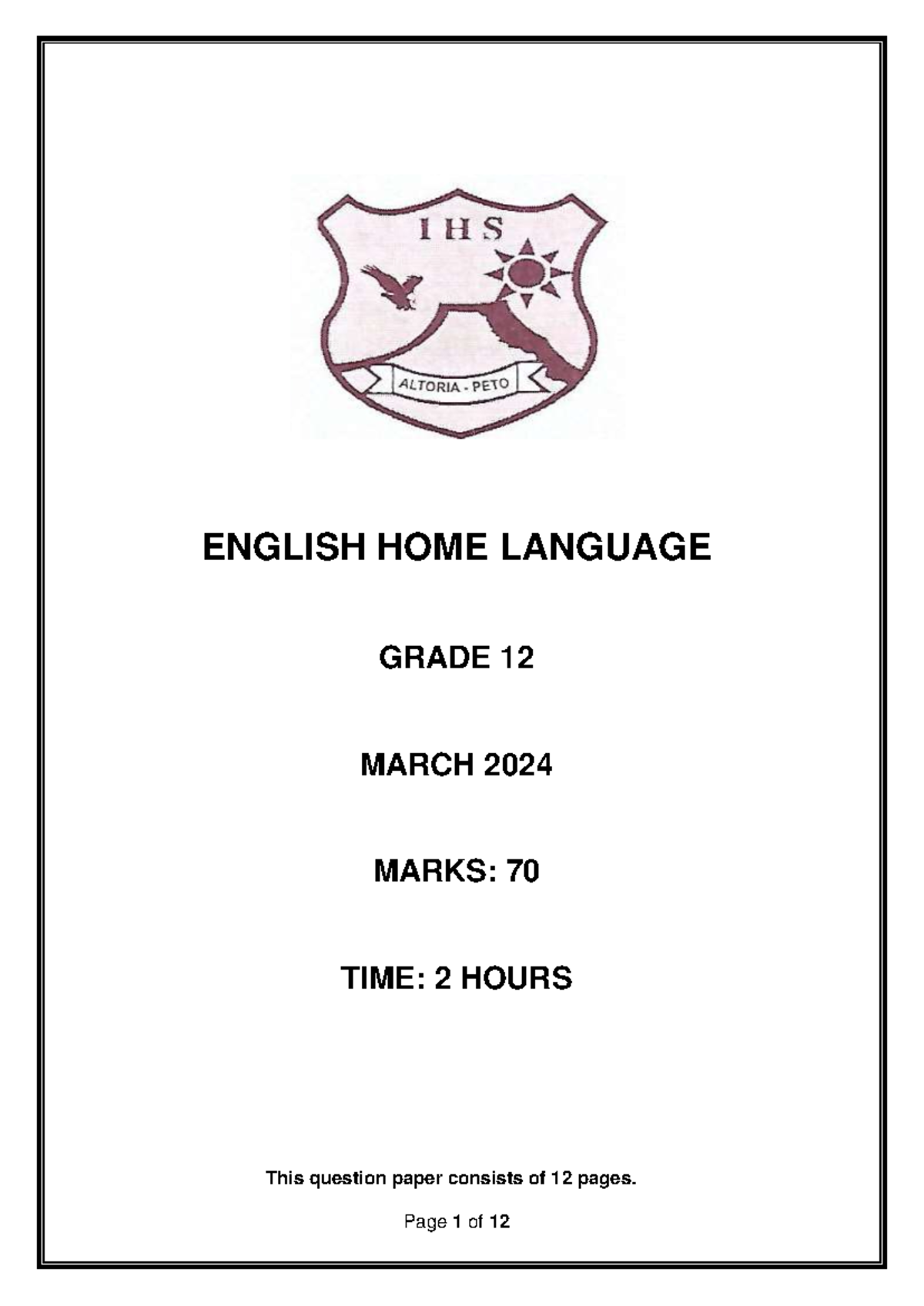 English HL P1 March 2024 - Comprehensive Exam Paper Analysis - Studocu