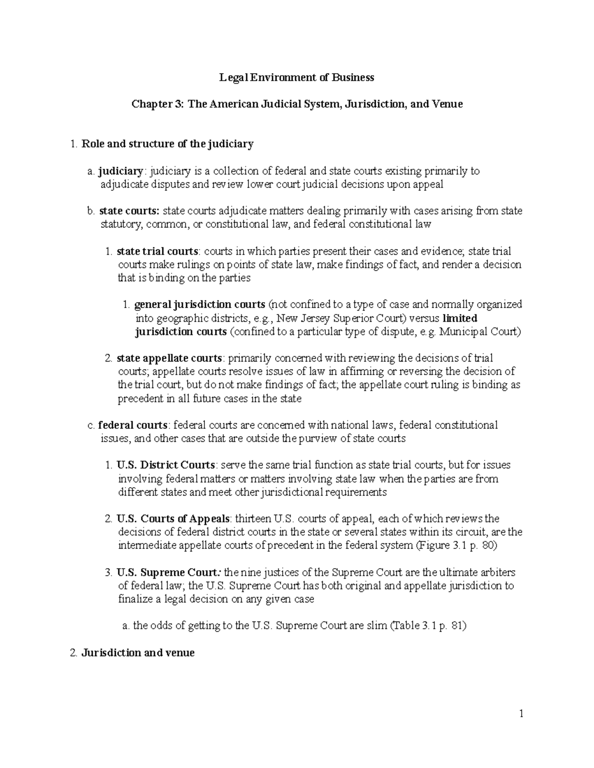 Chapter 3 Outline - The American Judicial System (LAW 101) - Studocu