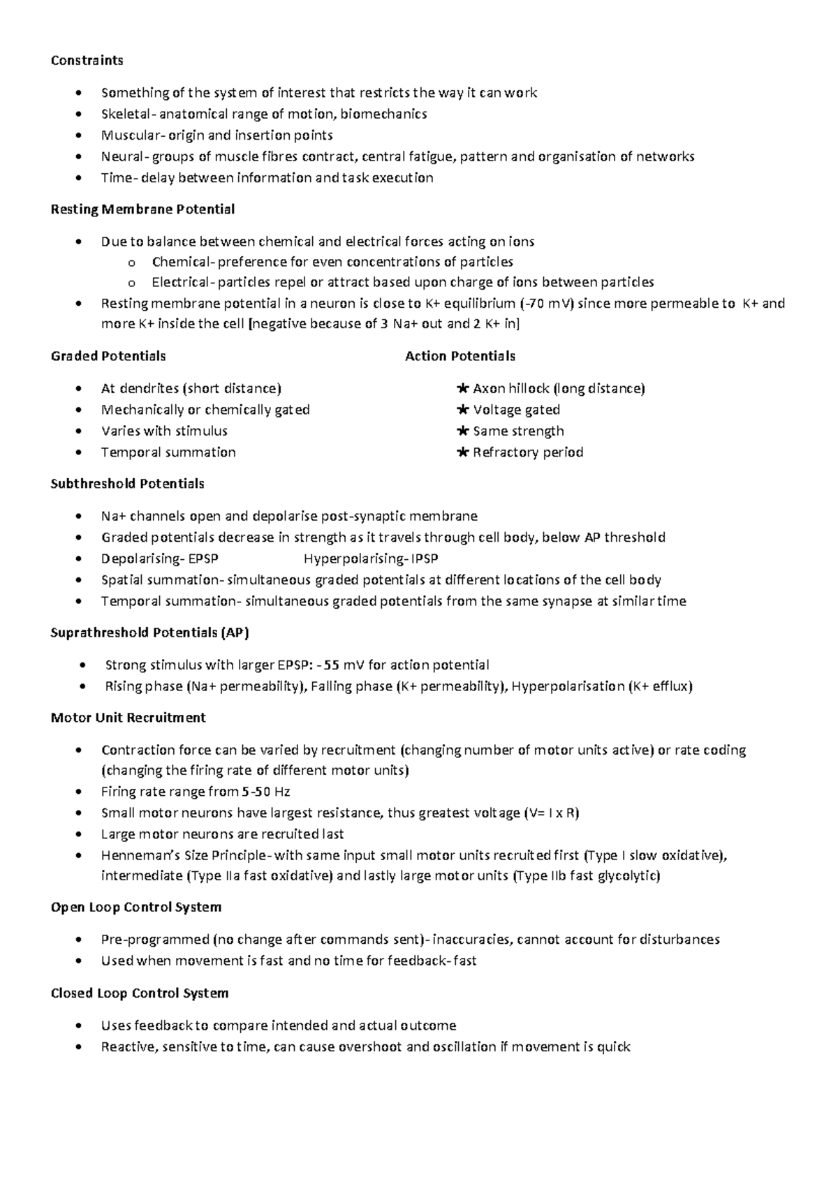 NEUR2530 Lecture Notes: Motor Control and Neuroanatomy Insights - Studocu