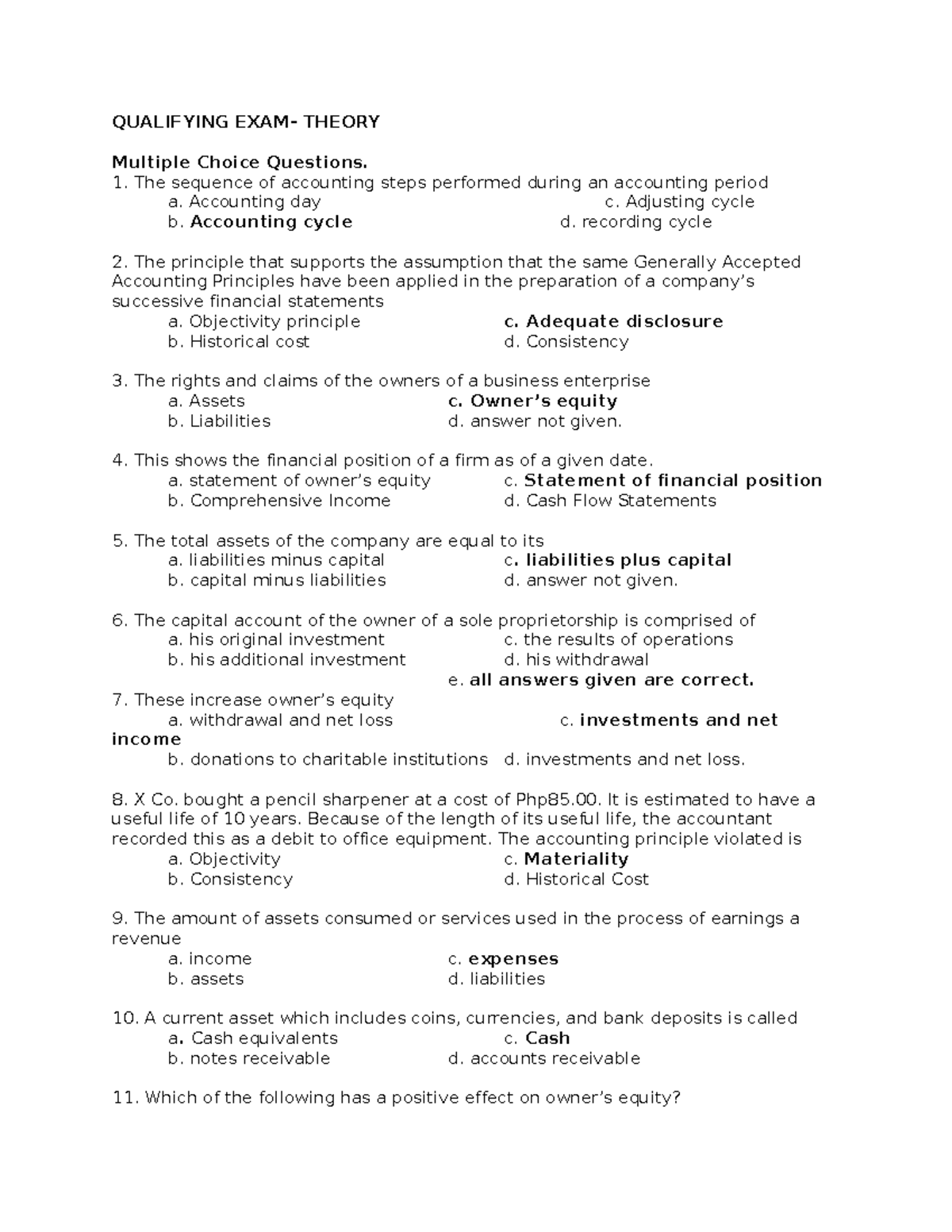 Qualifying Exam Theory - THR Answer Key and Study Guide - Studocu