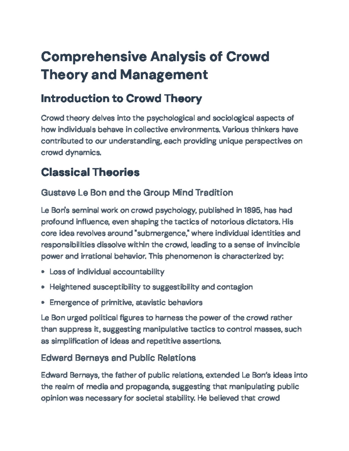 Comprehensive Overview of Crowd Theories and Management Strategies ...