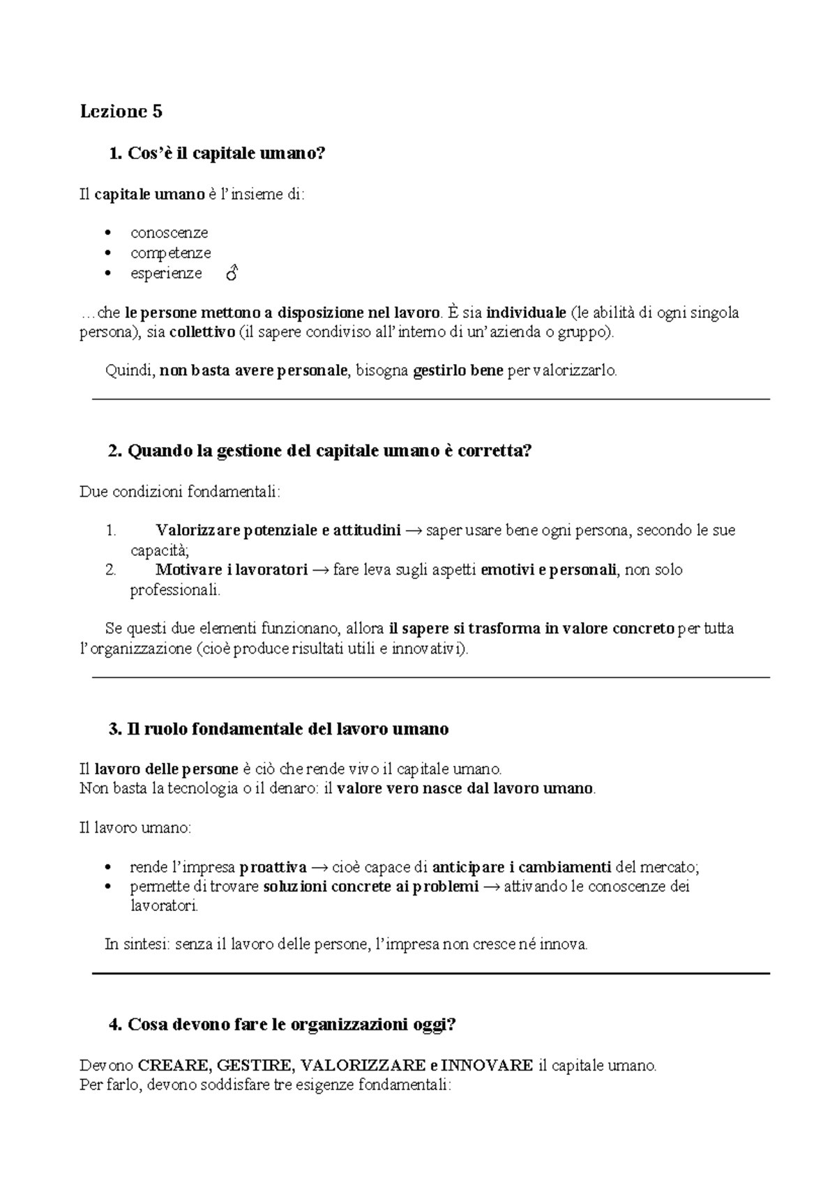 Lezione 5: Gestione Strategica del Capitale Umano - Studocu