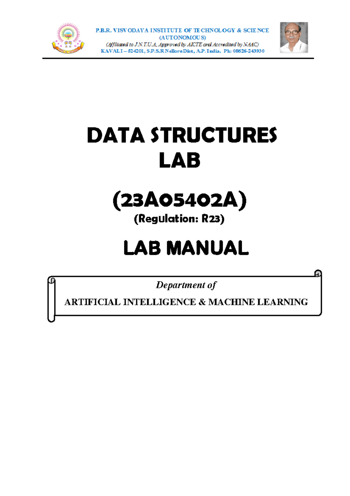 Data Structures Lab Manual - R23 Format (23A05402A) - Studocu