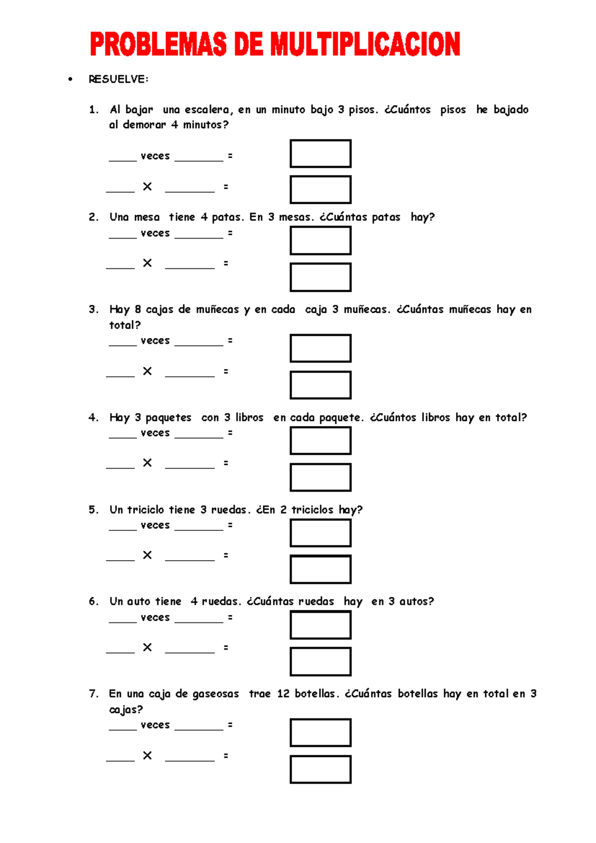 Problemas de Multiplicación para 2do Grado - 715777175 - Studocu