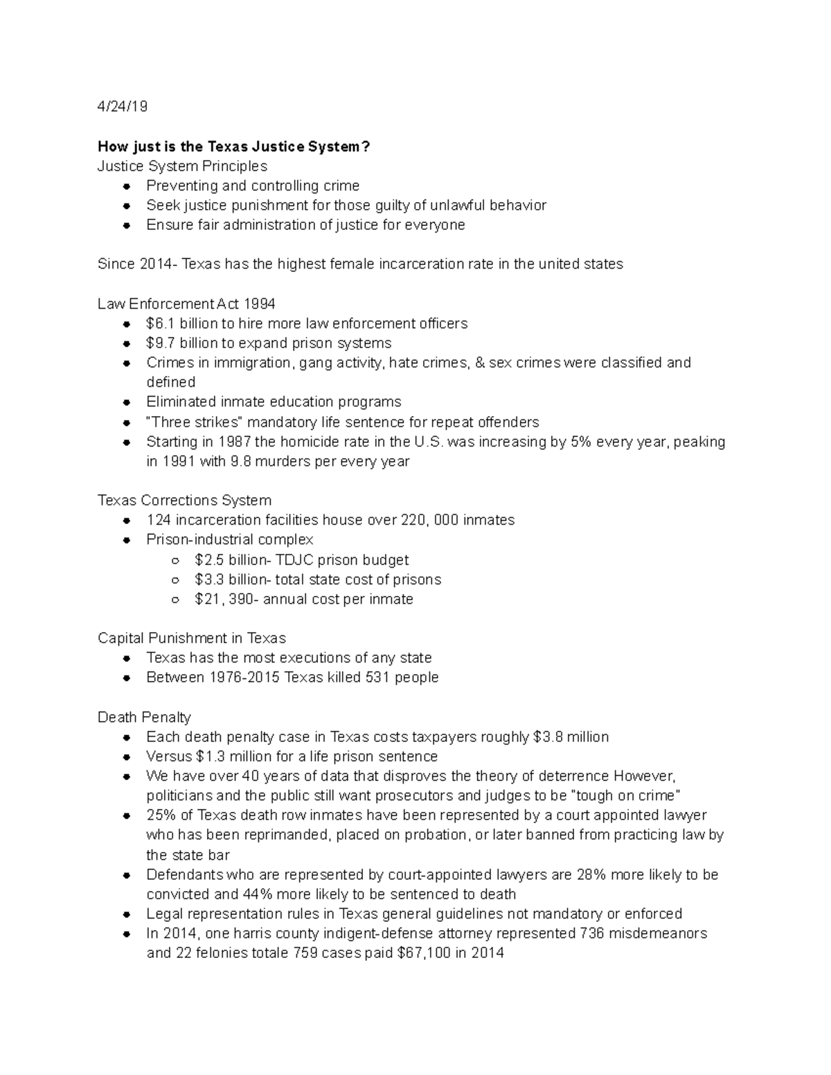 Gov't - notes taken in class over the powerpoint lecture - 4/24/ How ...