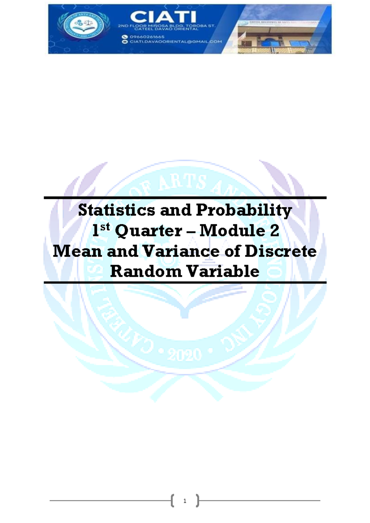 Statistics and Probability Module 2 - Statistics and Probability 1 st ...