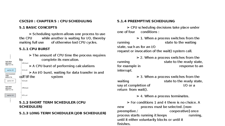 CSC520: Chapter 5 - CPU Scheduling and Preemptive Strategies - Studocu