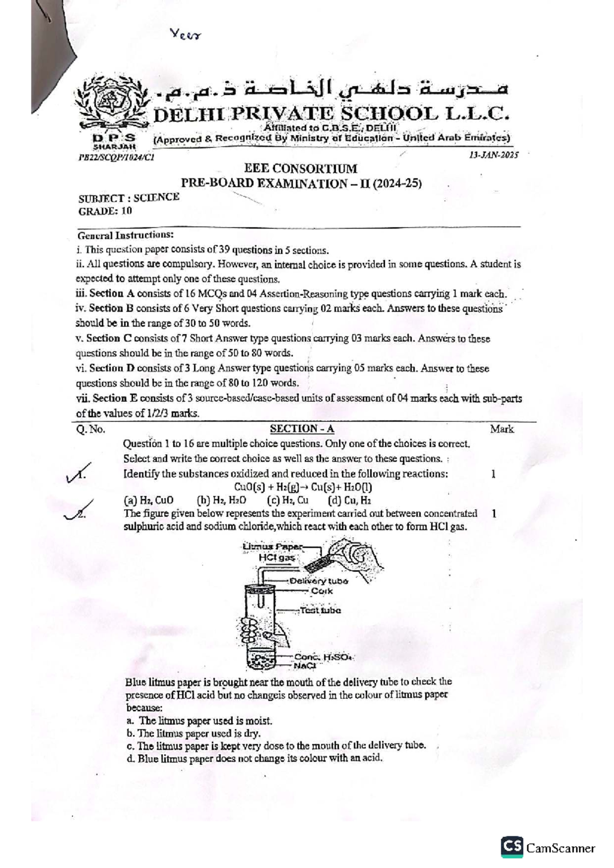 DPS X SCIENCE EXAM II 2024-25 - Comprehensive Question Paper - Studocu