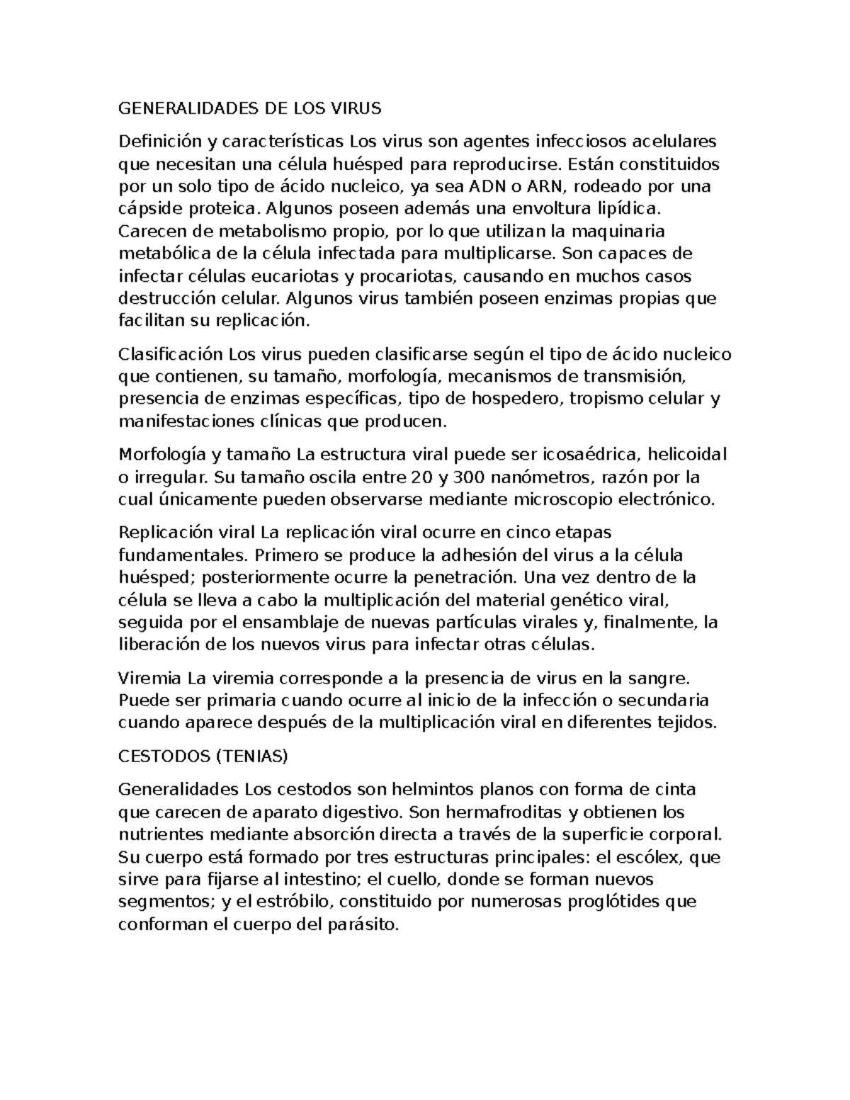 Microbiología: Apuntes sobre Virus y Parásitos (MICO101) - Studocu