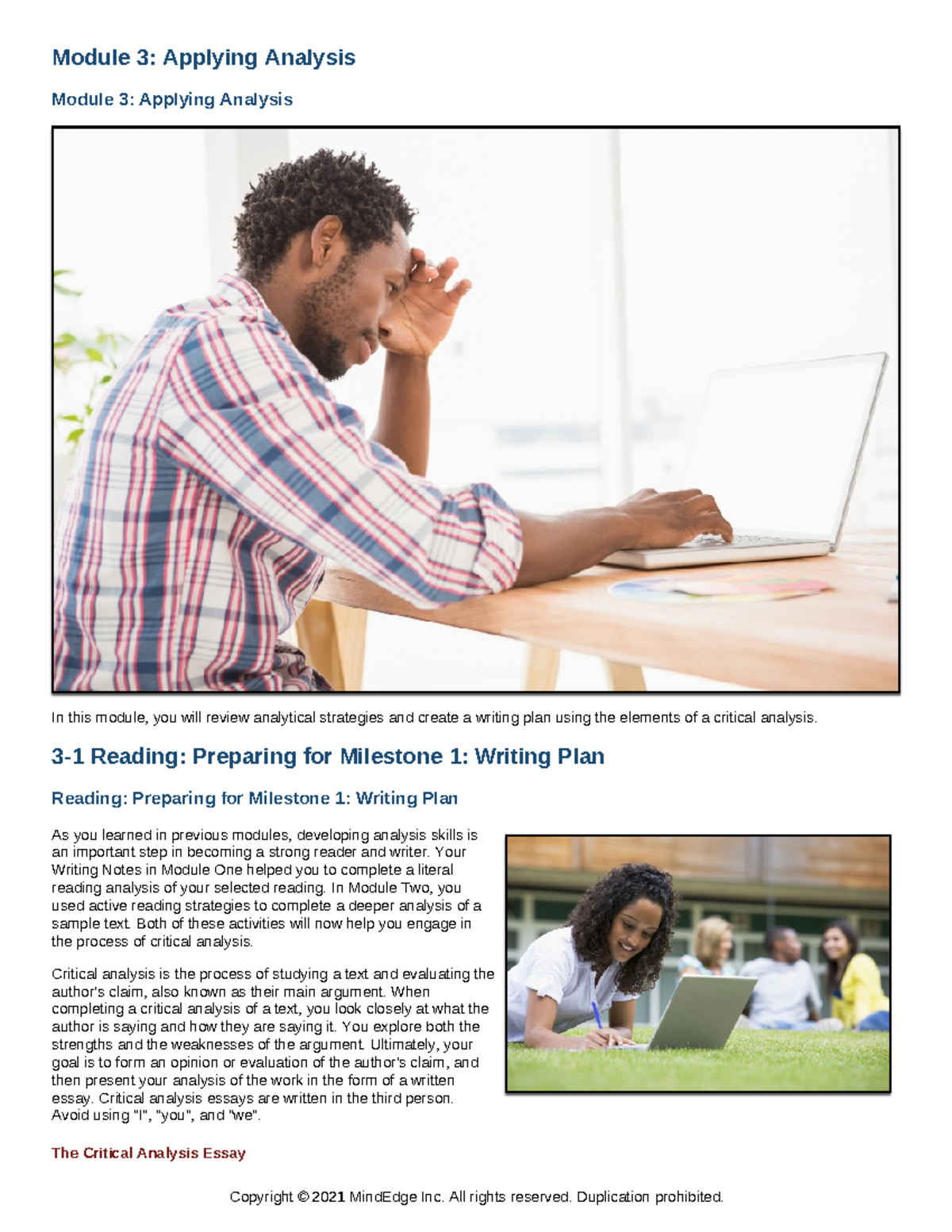 Module 3: Critical Analysis Writing Plan and Strategies - Studocu