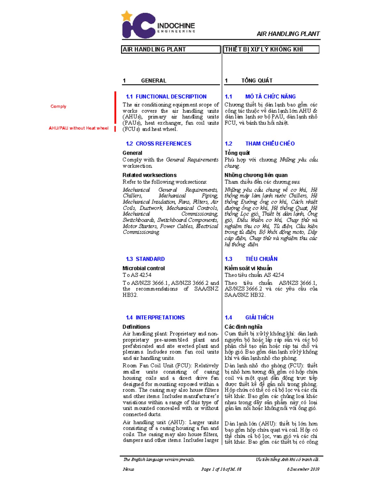 AIR HANDLING PLANT Technical Data Overview (Course Code: M..08) - Studocu