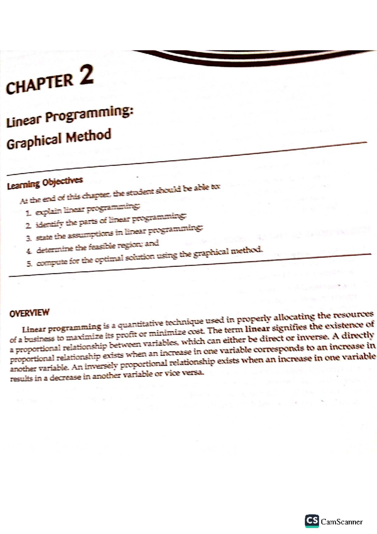 Management Science // chapter 2 - CHAPTER 2 Linear Programming: Graphical Method Learning ...