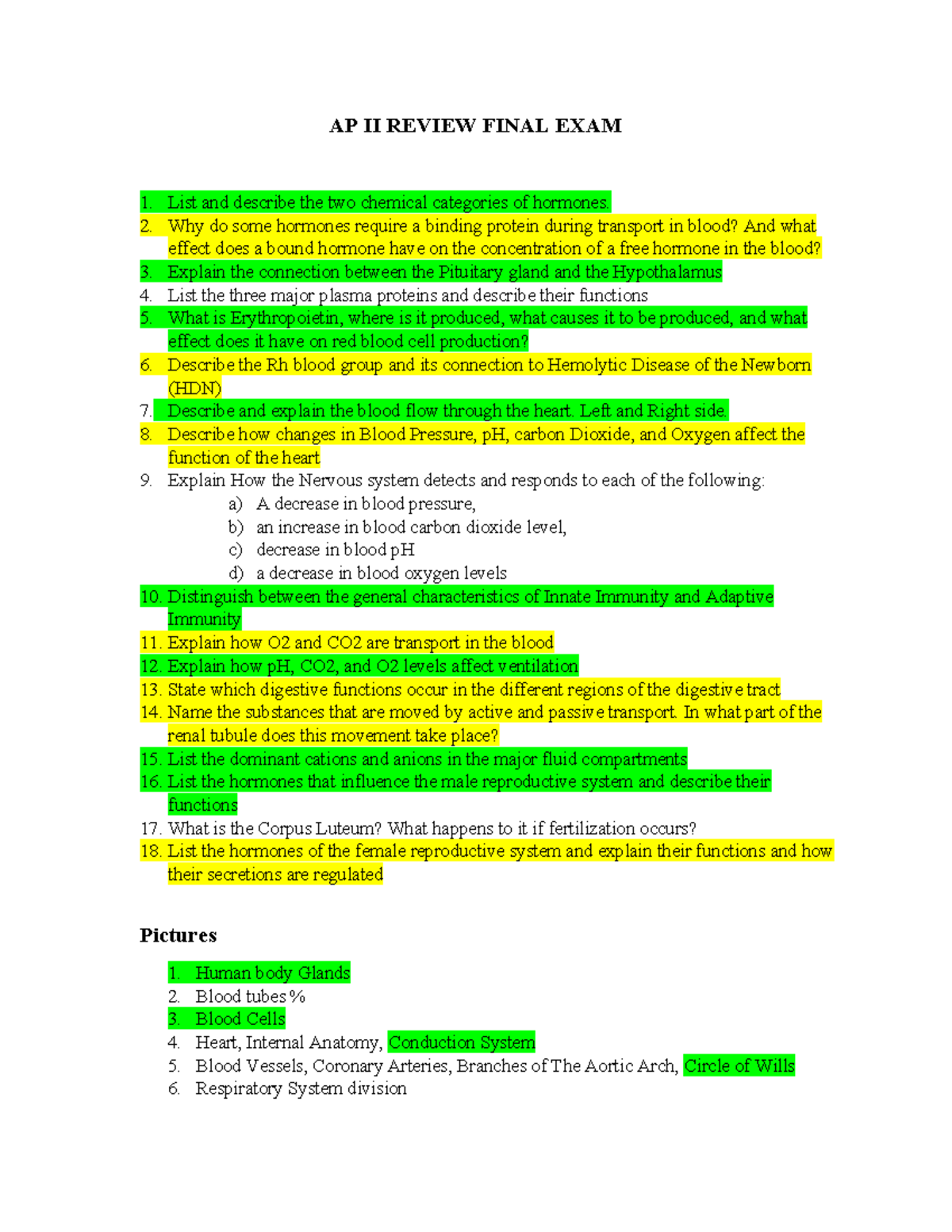 AP II Final Exam Review - Key Concepts & Questions - Studocu