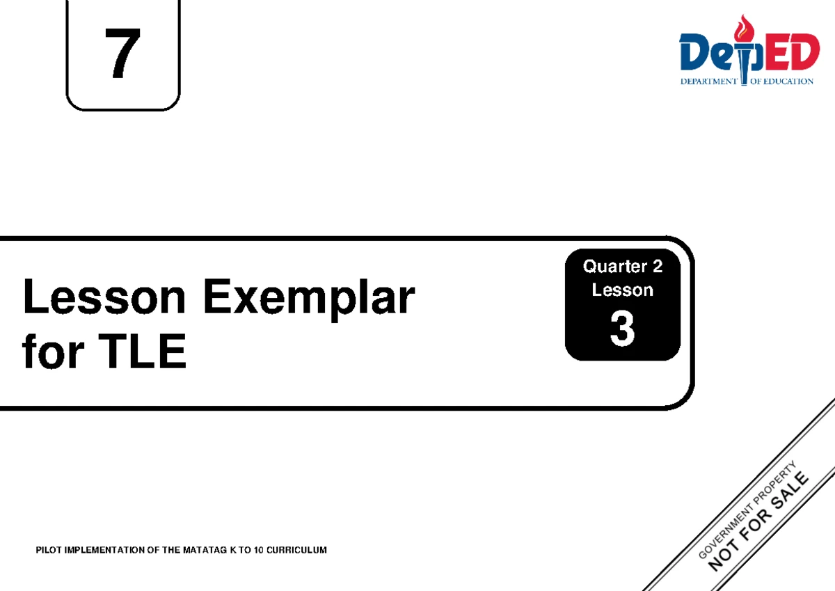 TLE 7 Q2 W1 - Lesson Plan for Pilot Implementation of MATATAG K to 10 ...