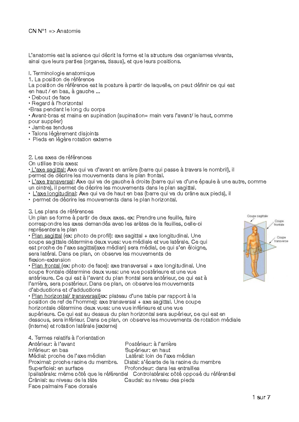 CN Anatomie II - Terminologie et Notions Générales sur la Structure ...