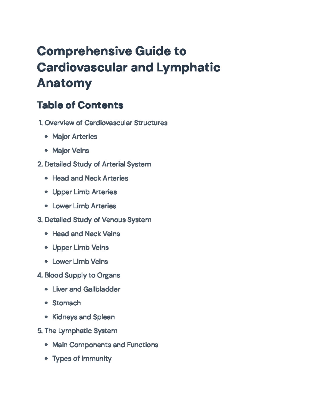 Comprehensive Guide to Cardiovascular & Lymphatic Anatomy (ANAT 101 ...