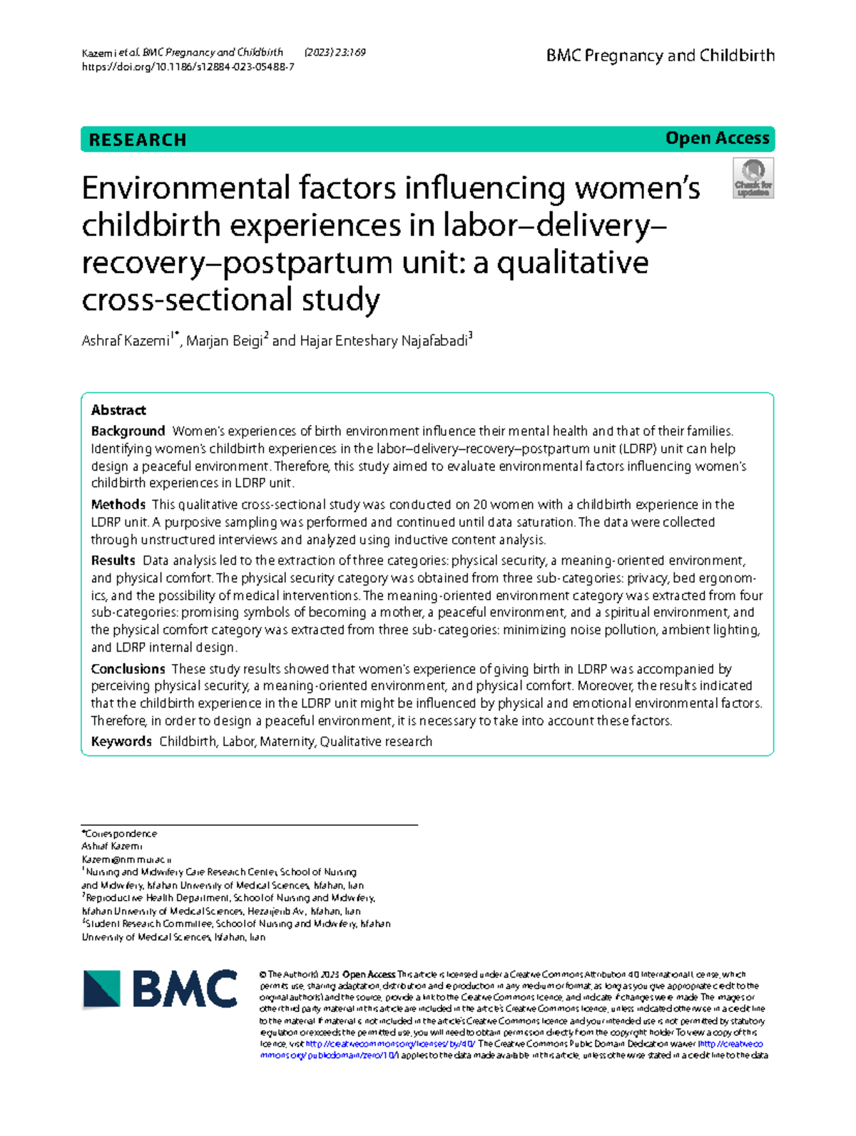 Environmental Factors Impacting Childbirth Experiences in LDRP Unit: A ...