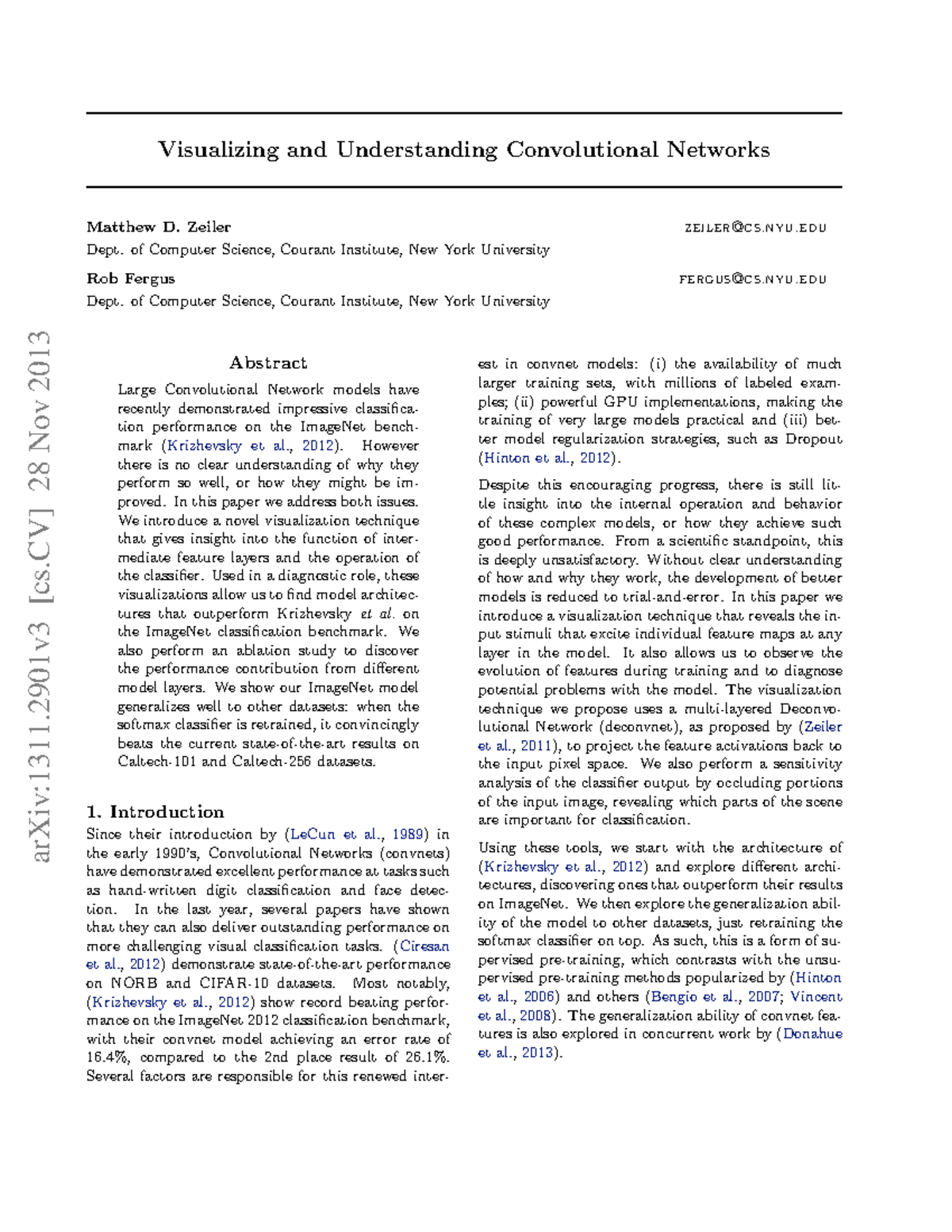 ZF NET - ZF NET - Matthew D. Zeiler zeiler@cs.nyu Dept. of Computer ...