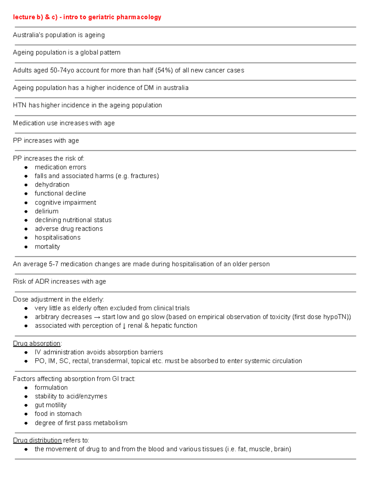 4811 Lecture Notes: Geriatric Pharmacology Overview - Studocu